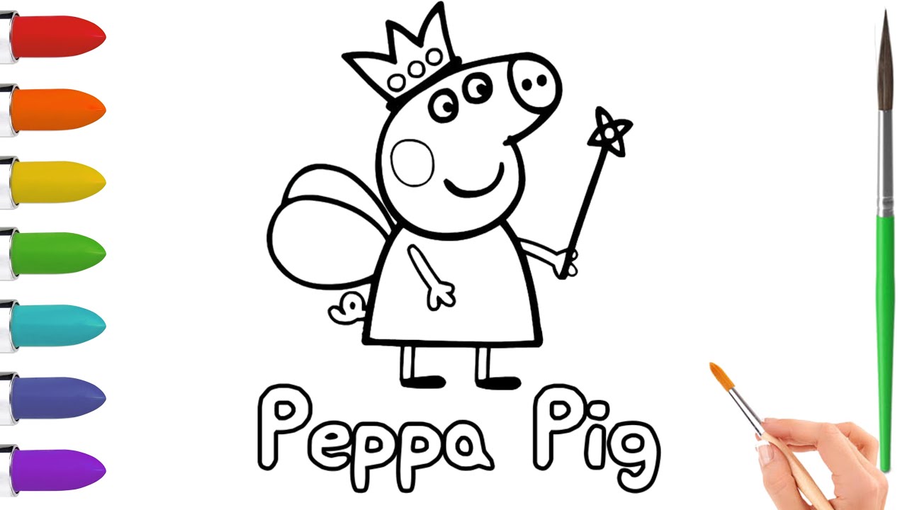 Peppa Pig Drawing, Drawing, Painting, Coloring for Kids and Toddlers ...