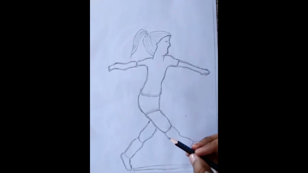 || How to draw a girl playing with football || easy drawing a girl ...