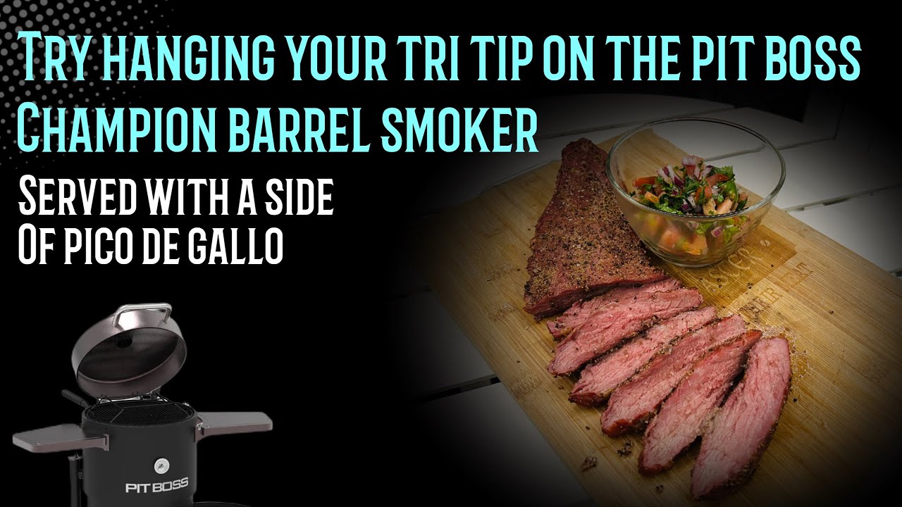 Hang a tri tip steak in your pit boss champion barrel smoker - YouTube