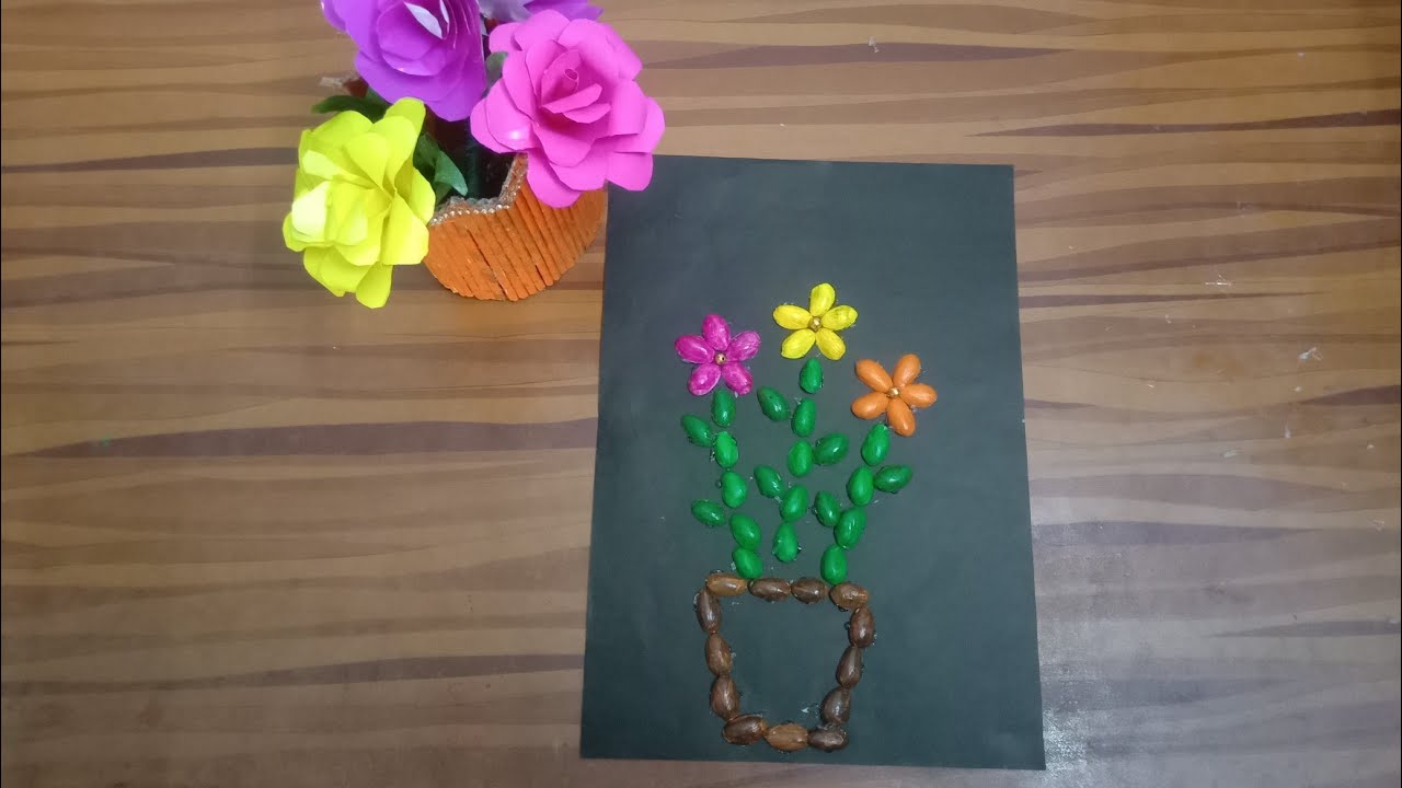 Handcrafted pista shell flower pot in paper ! Easy pistachio craft ...