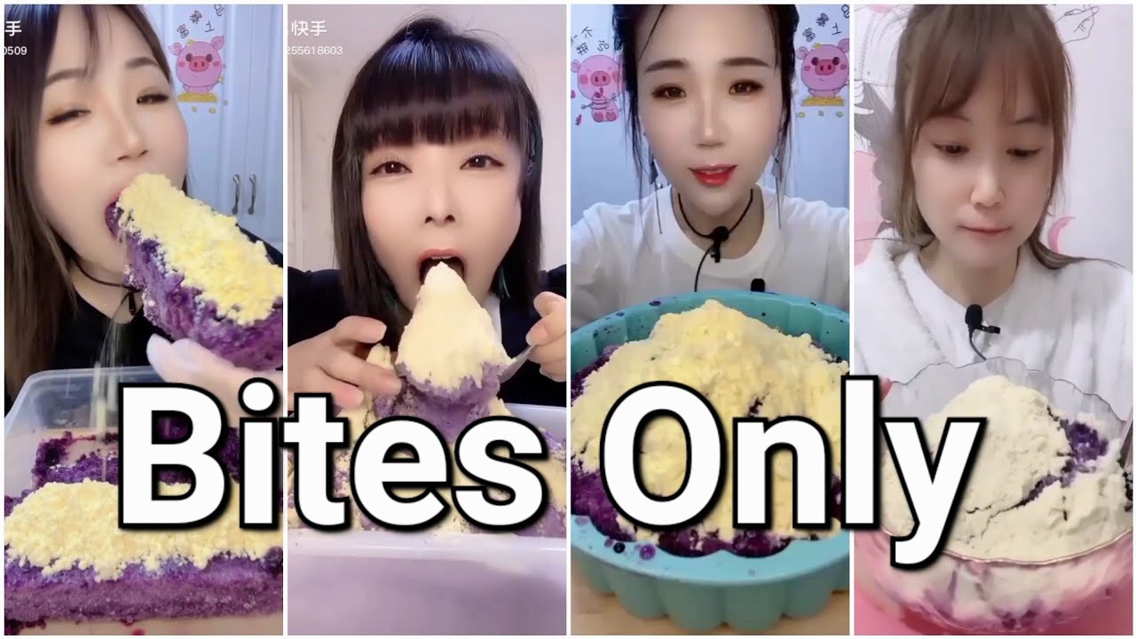Bites Only ️ mixed ice eating with milk powder bites only asmr Squeaky ...