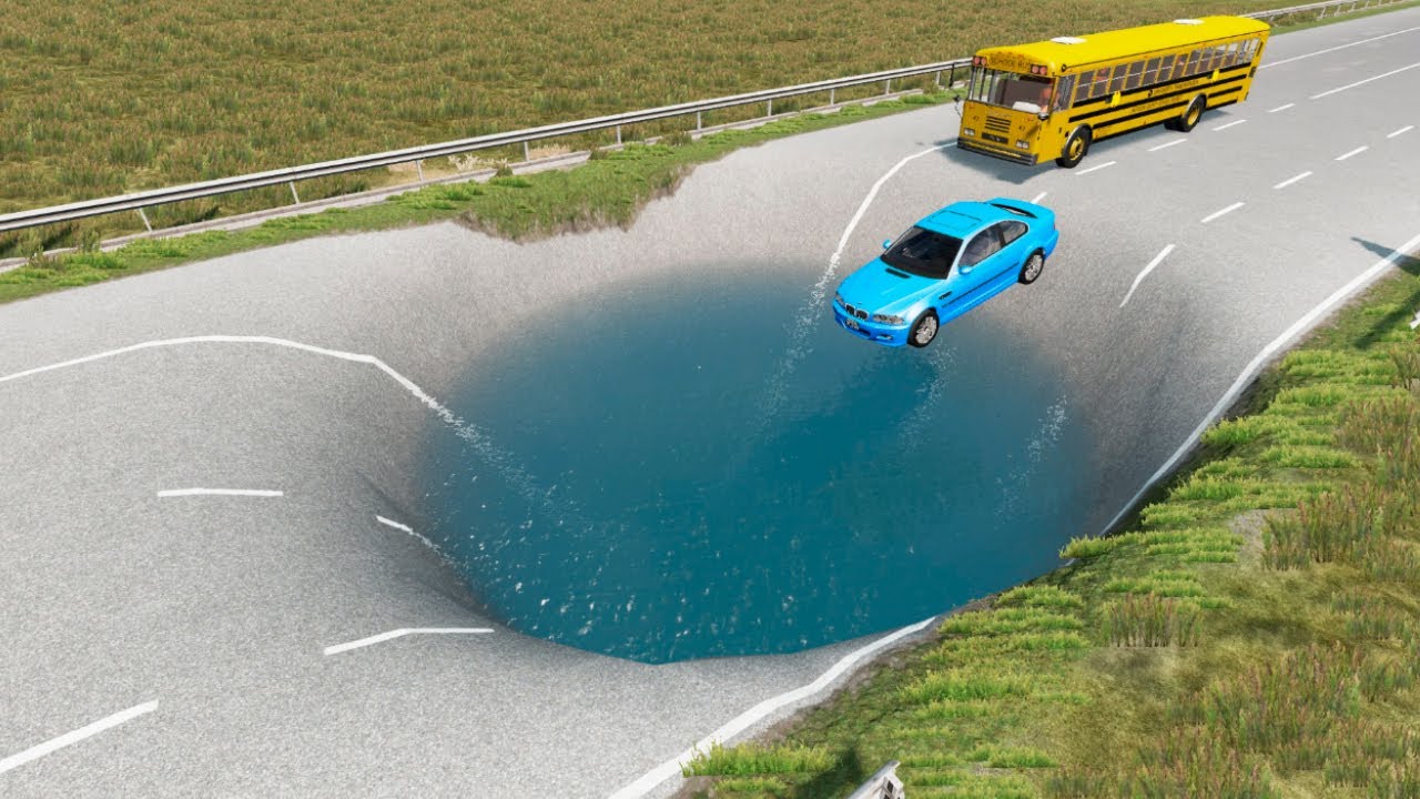Cars vs Mega Giant Pit – BeamNG.Drive - YouTube