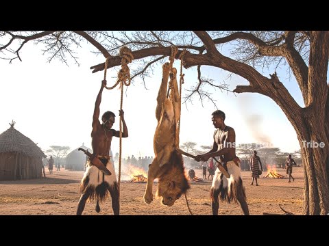 Dangerous Hunt of Hadzabe Tribe | Lion Encounter with Wildlife Hunter| Hadzabe Tribe Hunting