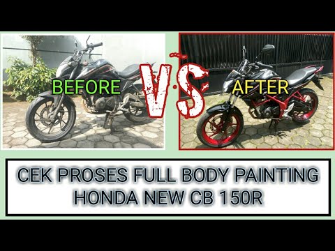 Proses pengecatan New CB150R || saksis merah candy || velg merah candy ...