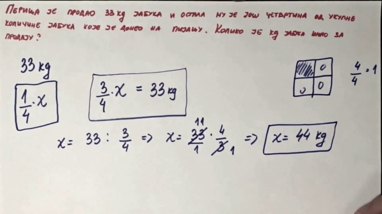 Razlomci tekstualni zadatak za 5 razred osnovne škole. Primena ...