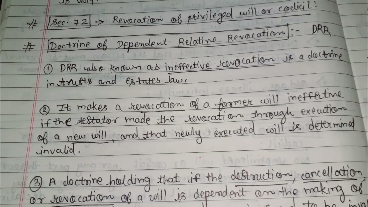 Doctrine Of Dependent Relative Revocation (DRR) (Family Law) (6th Semester) (Part 57) - YouTube
