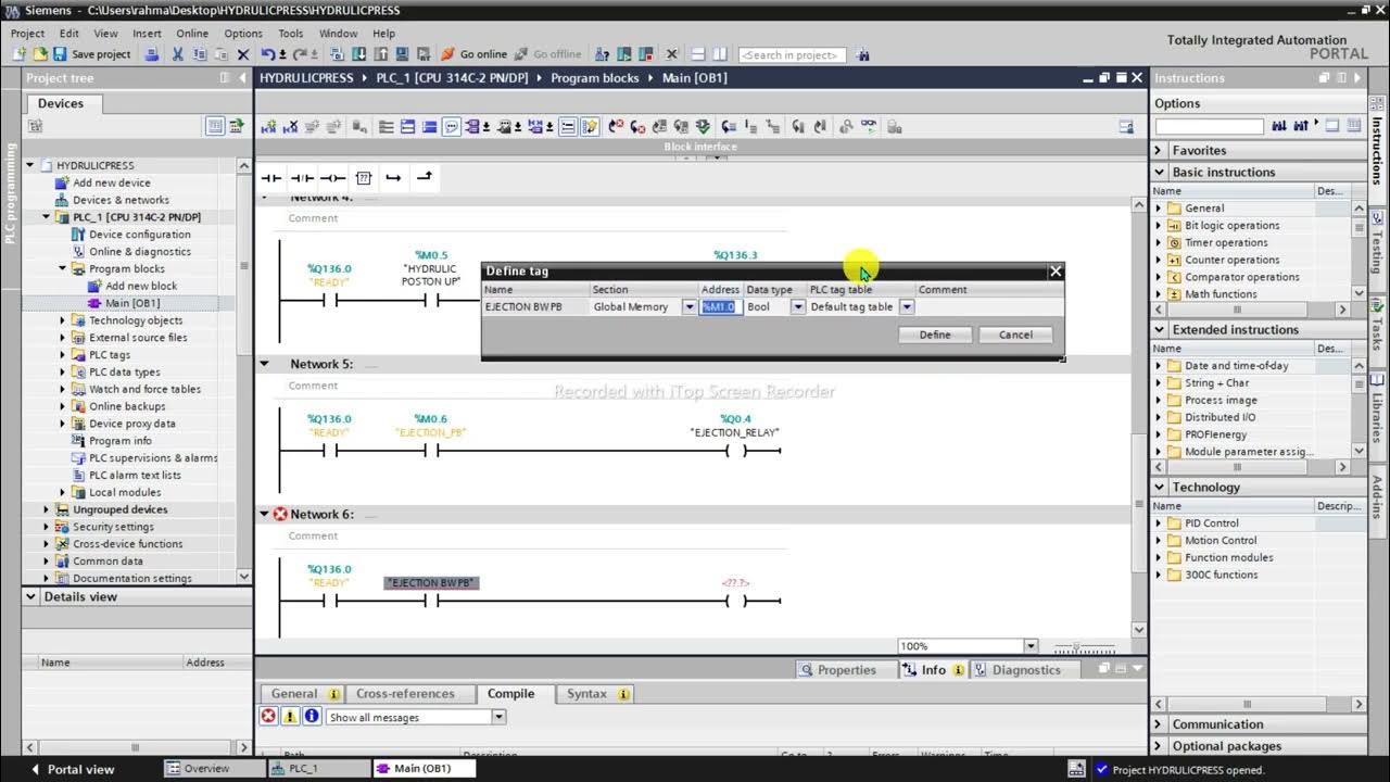 TIA PORTAL [ HYDRULIC PRESS PART-2 ] PROGRAMMING - YouTube