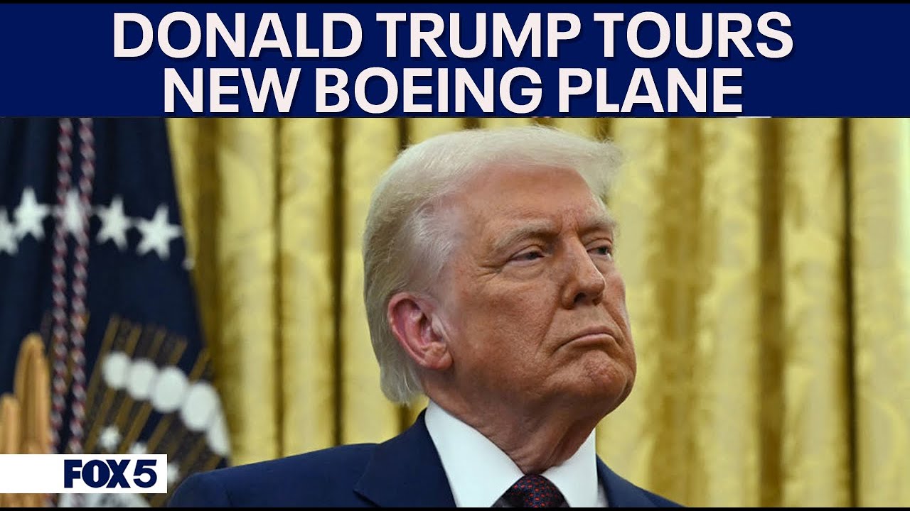 President Donald Trump tours new Boeing plane - YouTube