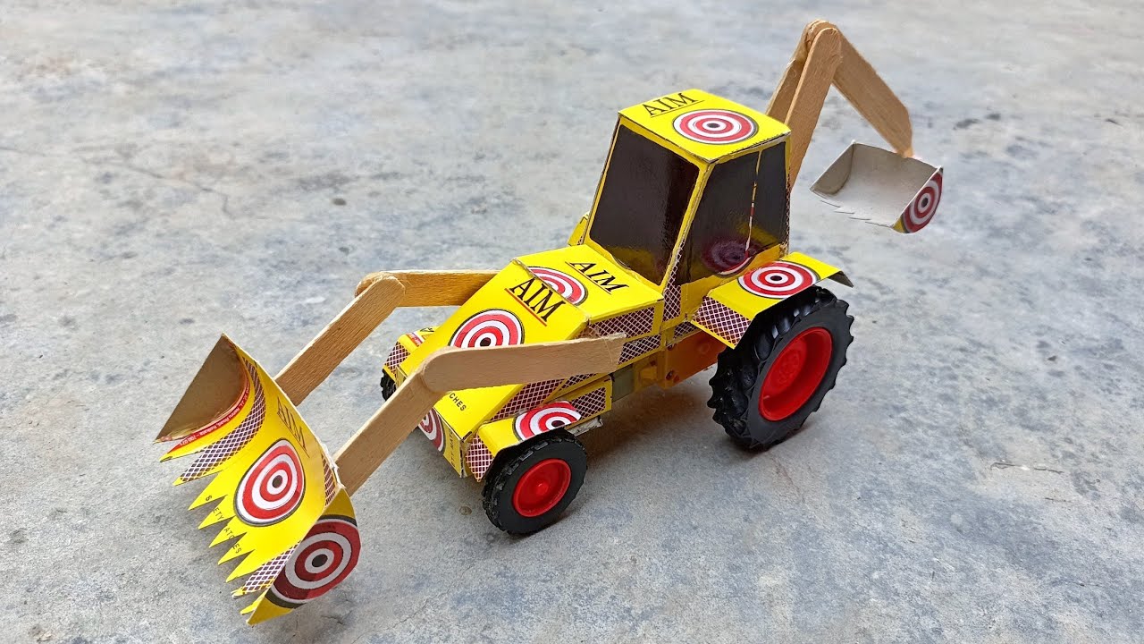 how to make JCB at home from matchbox - Diy JCB Backhoe Loader - mini ...
