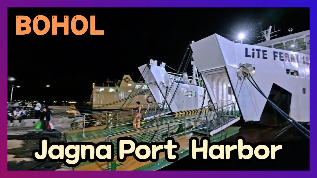 007) Jagna Port Bohol at Night - Full Harbor View with Ferries Waiting ...