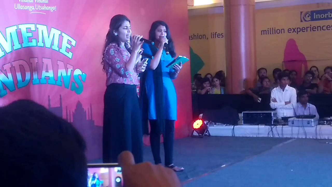 Ramya behra,mounima damini singing vinara vinara song at inorbit mall ...