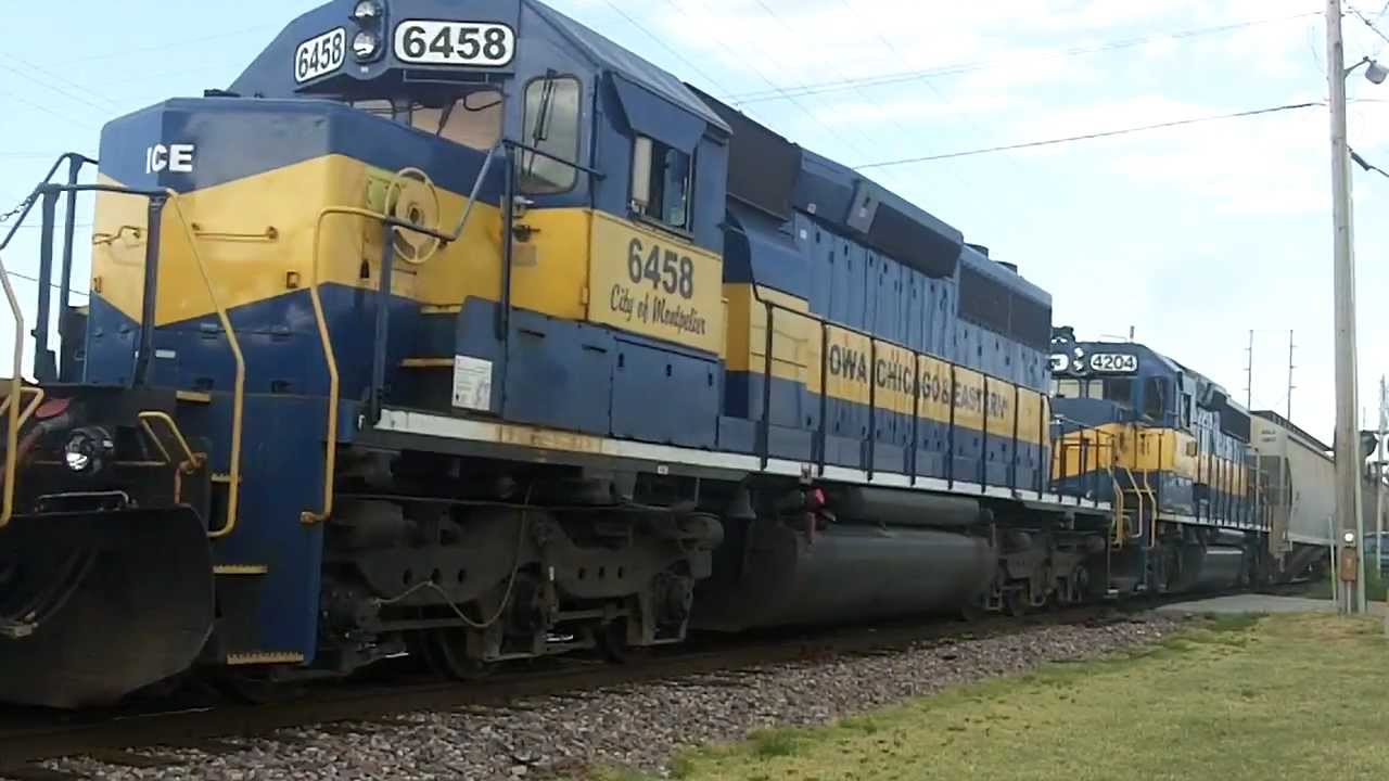 IC&E 6441 Leads 360 KCS Loaded Grain Train - YouTube