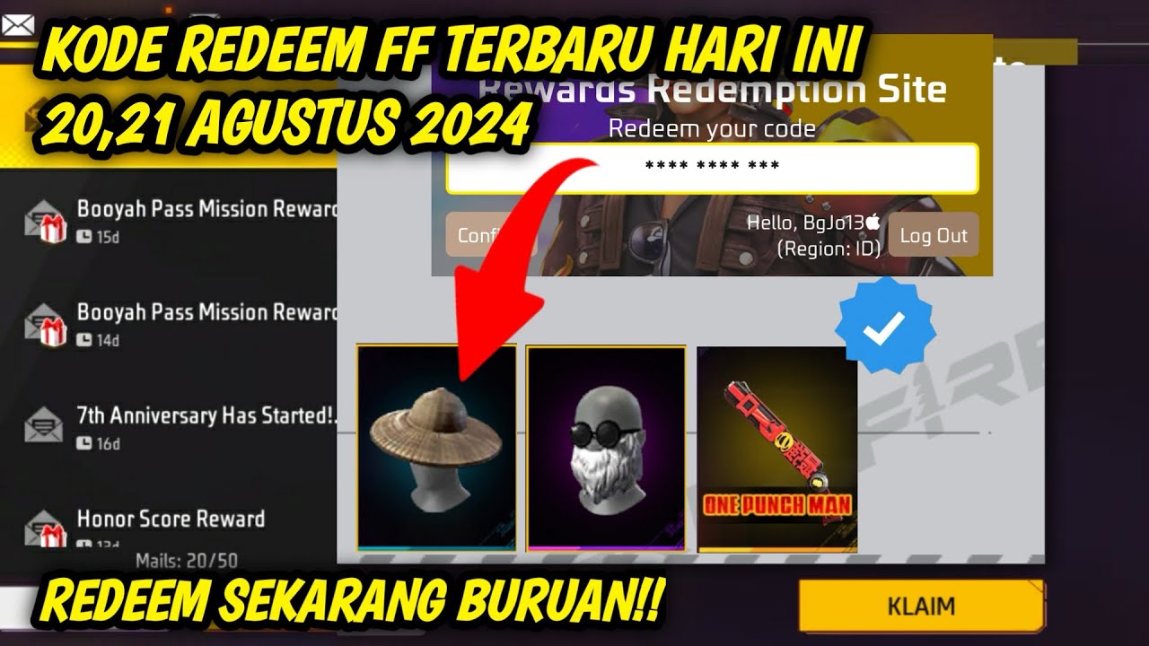 KODE REDEEM FF TERBARU HARI INI 20,21 AGUSTUS 2024 - YouTube