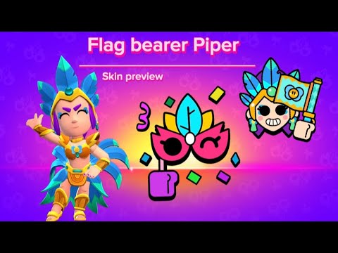 Brawl stars Flag bearer Piper Skin preview #brawlstars #starrtoon - YouTube
