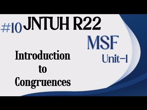 Introduction to Congruences | MSF | Unit - 1 | #jntuh R22 | @learnwithanu31 - YouTube