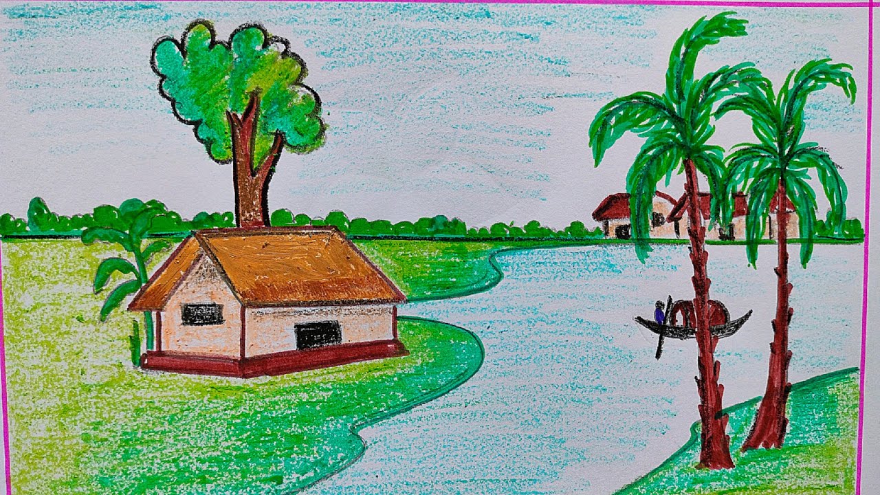 How to Draw landscape || scenery of beautiful nature step - by step ...