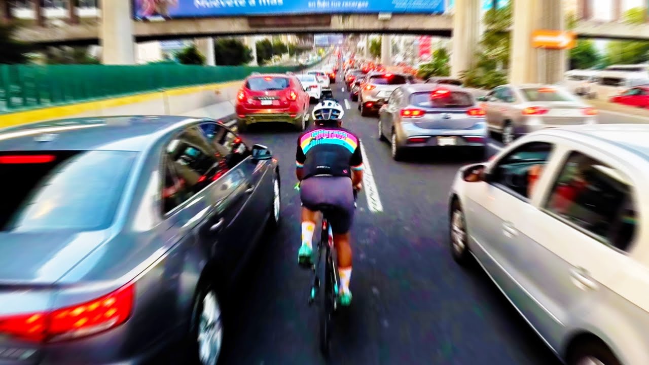 Cycling In Traffic Jam on Mexican Highway - YouTube