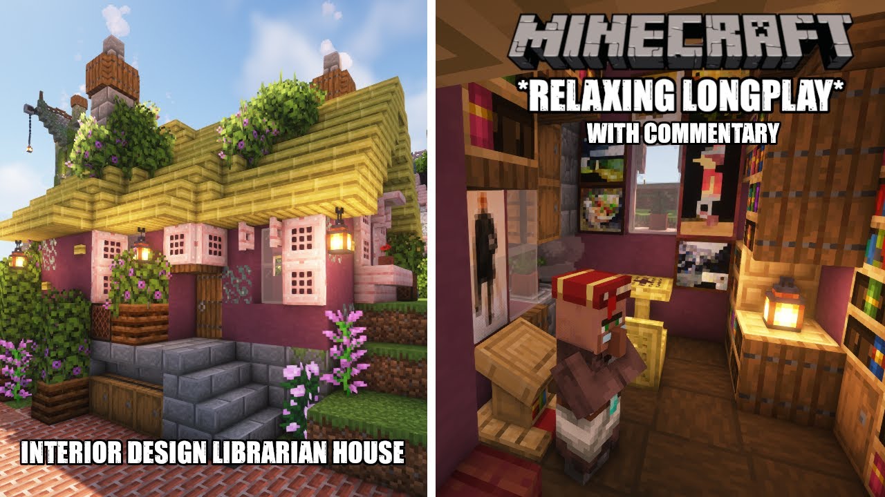 Minecraft Relaxing Longplay - Interior Design LIBRARIAN HOUSE (With ...