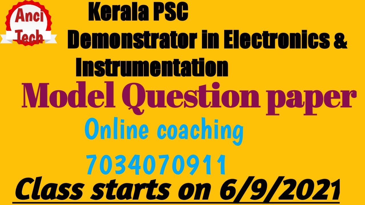 Kerala PSC Demonstrator in Electronics and Instrumentation -Model ...