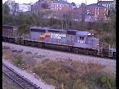 Seaboard System SD50 leading Q690 at Spartanburg, SC (1990) - YouTube