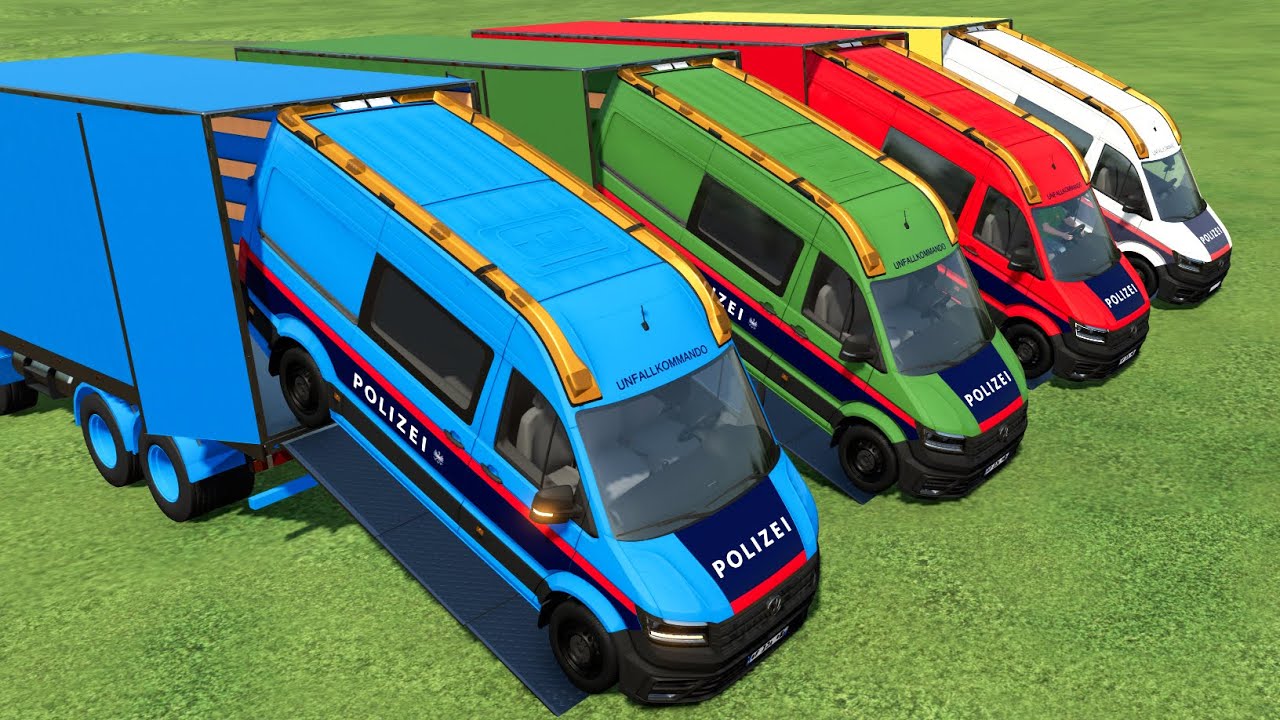 TRANSPORTING POLICE MINI BUS TO NEW GARAGE WITH LIZARD TRUCK ! Farming ...