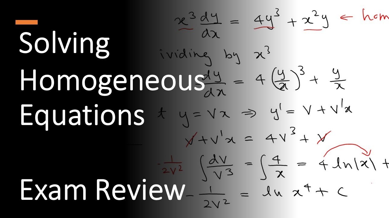 How to Solve Homogeneous Eqn | 5 Problems | First Order - Method 5 ...