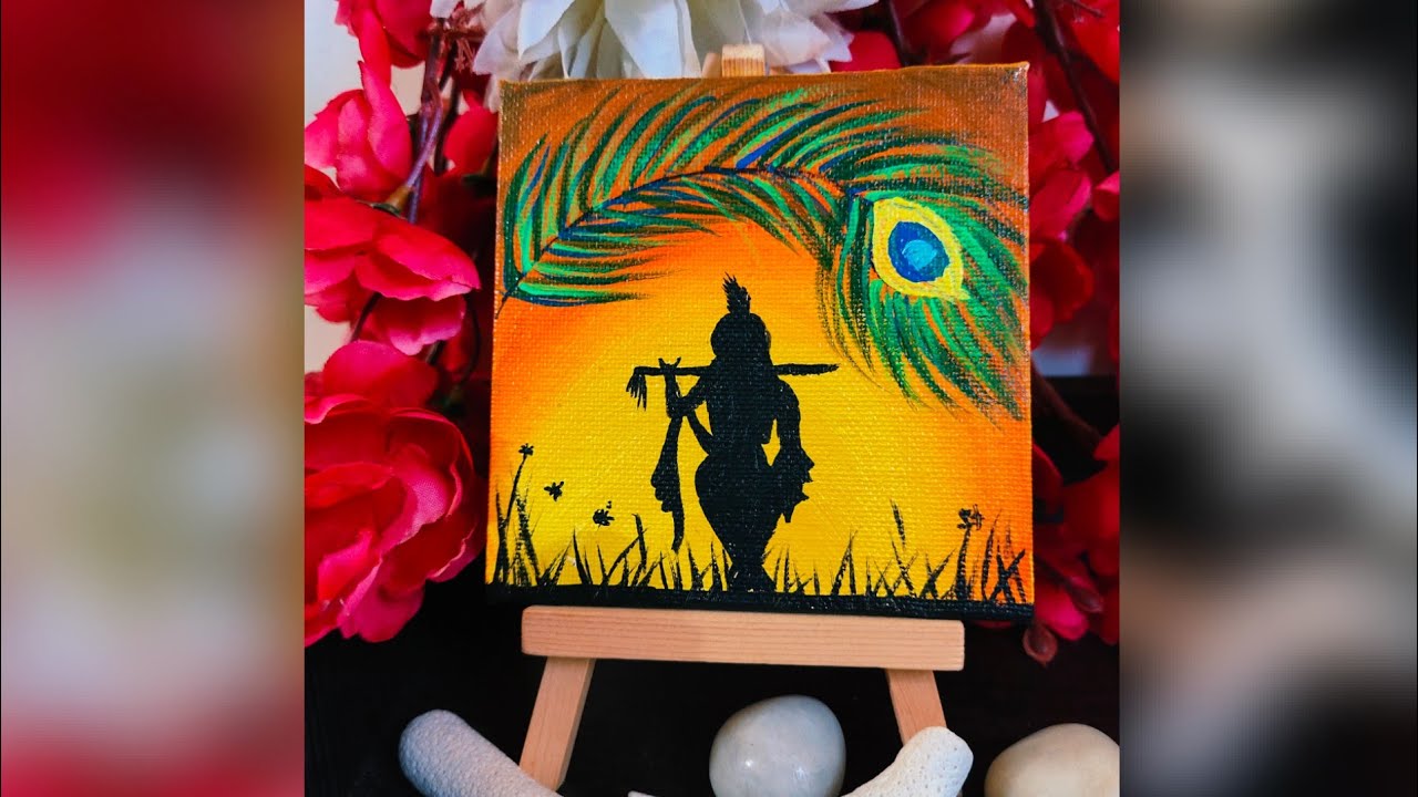 #7 | Mini Canvas Painting | Krishna Painting | shiviartandcrafts - YouTube