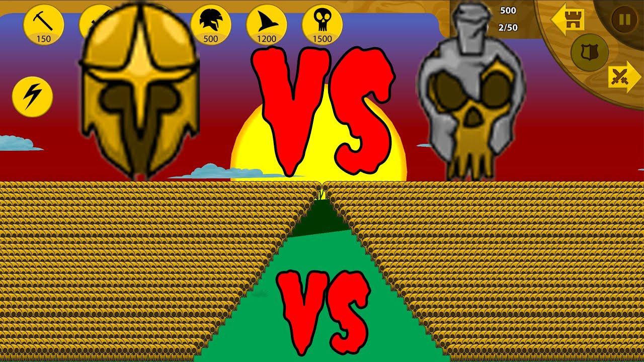 999 ARMY GIANT STONE VS 999 ARMY SPEARTON GOLDEN | STICK WAR LEGACY ...