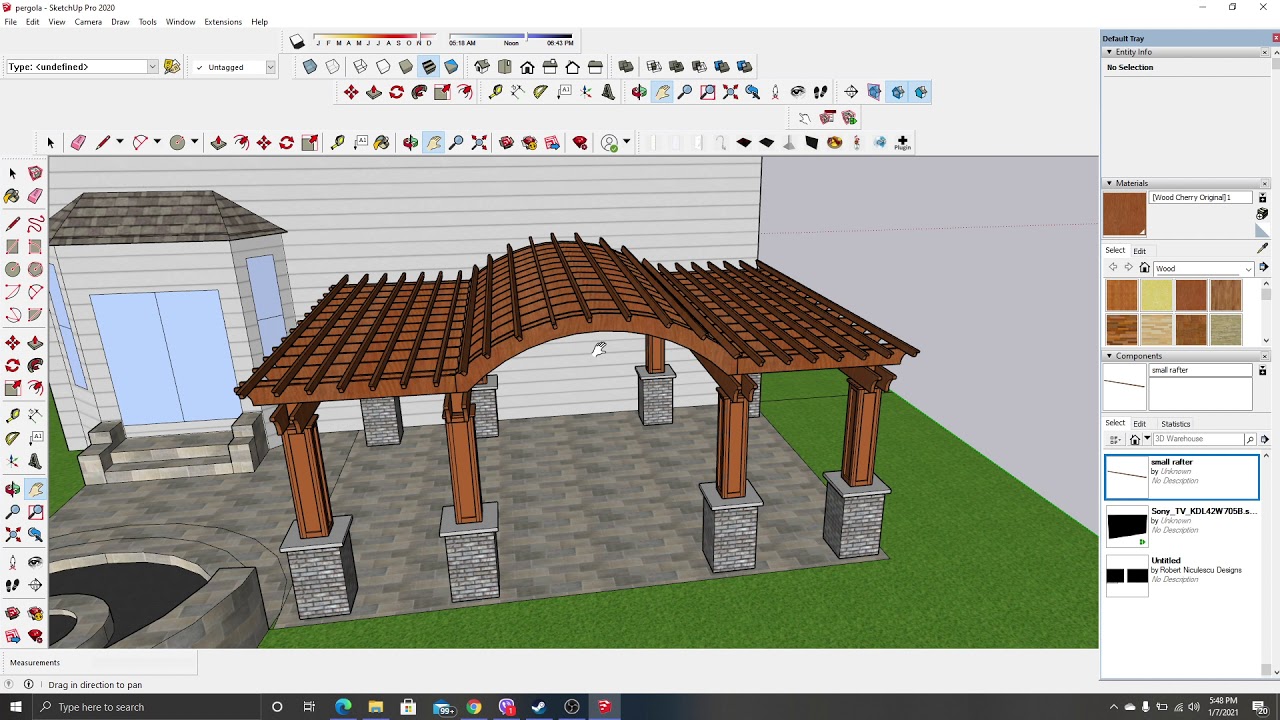 Arched Pergola Sketchup View / Cedar Pergola - YouTube