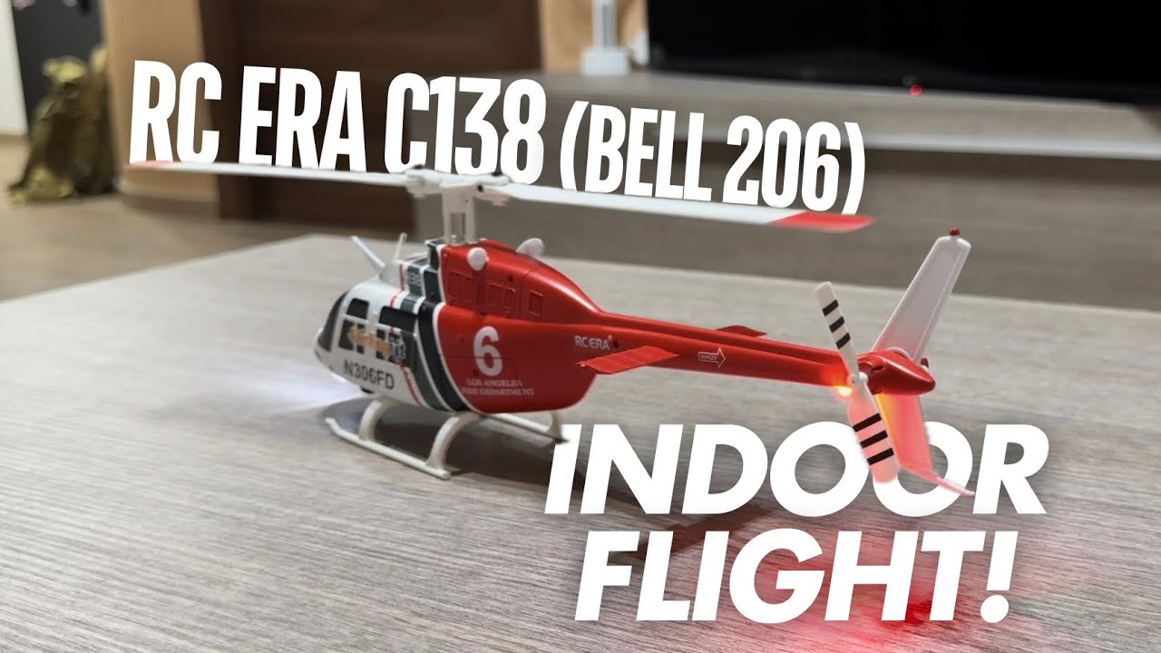 RC ERA C138 (Bell 206) 1/48 6CH RTF R/C Heli🚁 [RED] - Unboxing & Indoor ...
