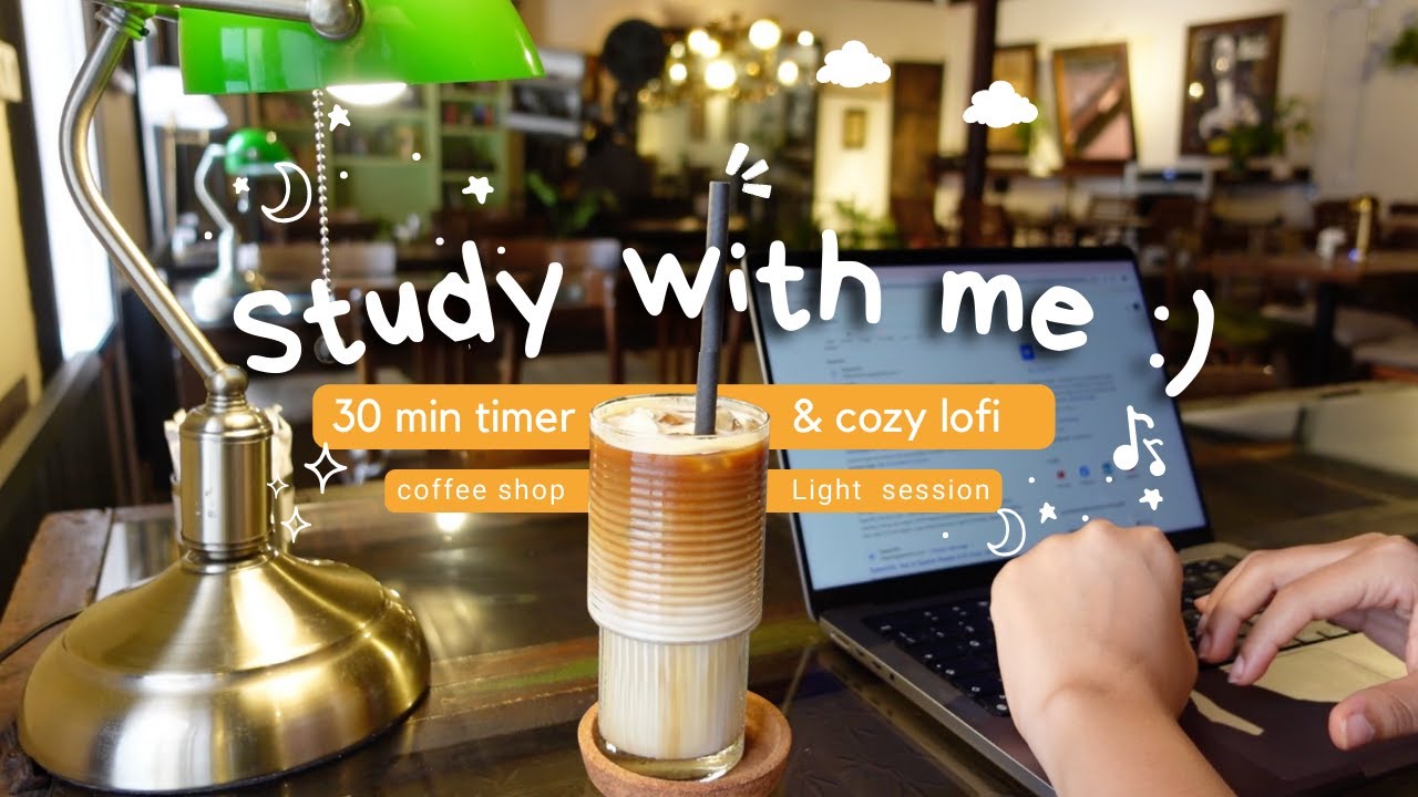 Study with me l 30 min cozy coffee shop atmosphere 🎧 light academia ...