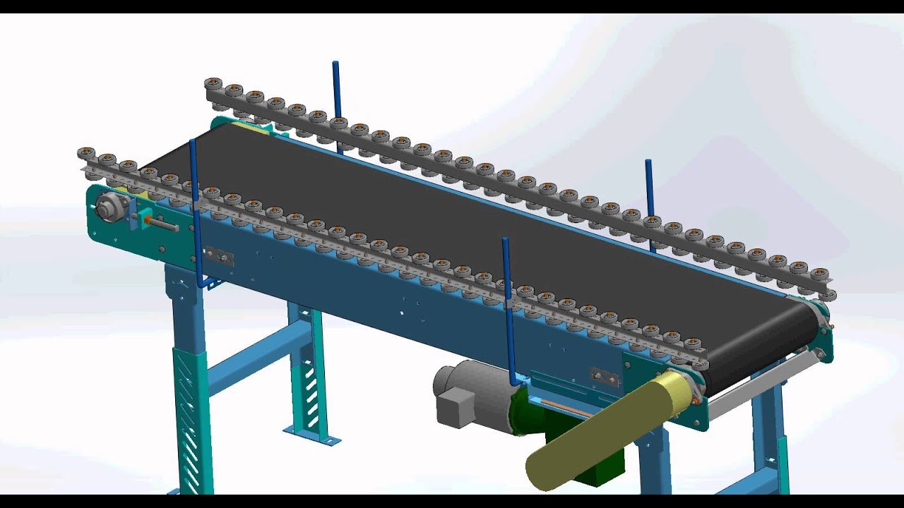 Belt Conveyor with Wheel Guard Rail - YouTube