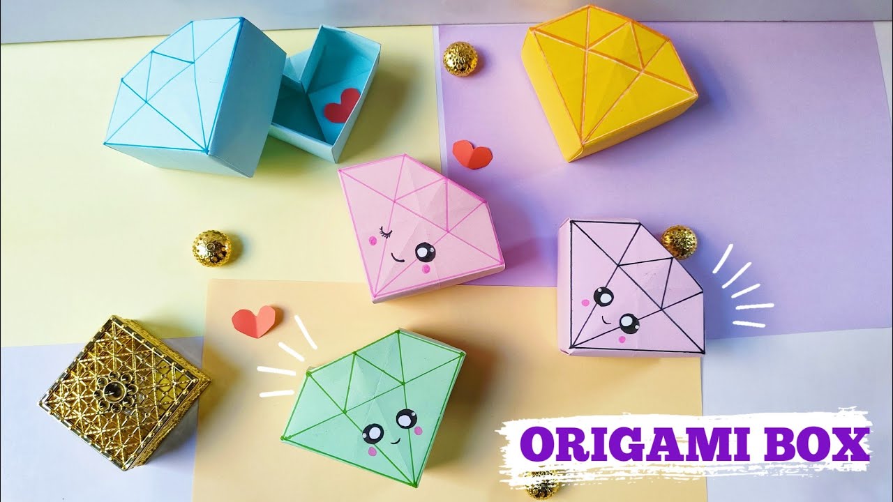 Origami Paper Diamond Box | Easy Paper Craft| How to make paper diamond ...