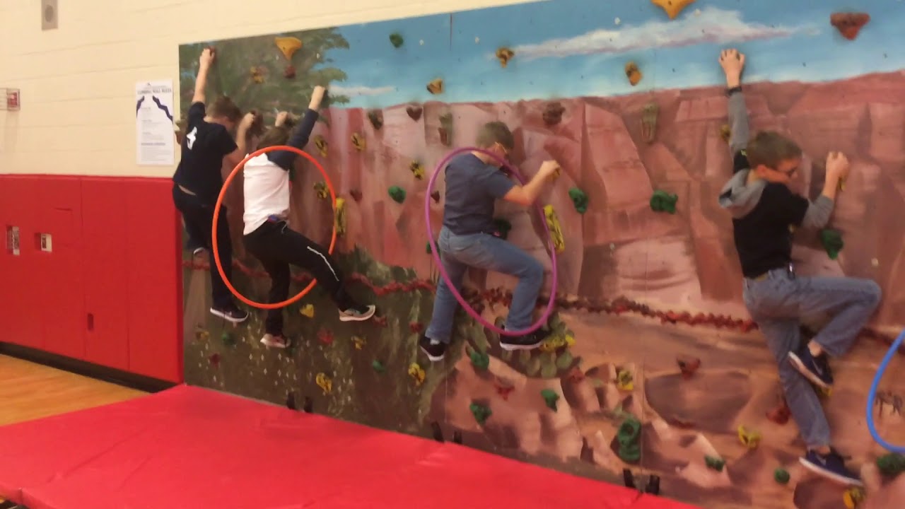 Traverse Wall Climbing with Hula Hoop Obstacles - YouTube