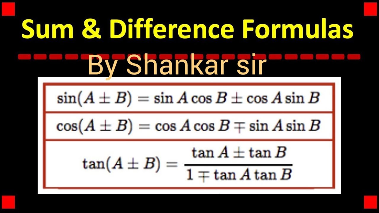 Trigonometry Function of sum and subtraction of two angles 11th class ...