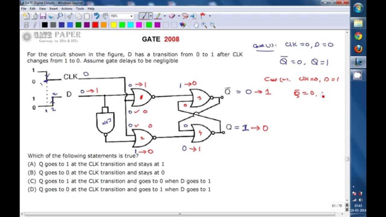 GATE 2008 ECE Output of given sequential circuit - YouTube