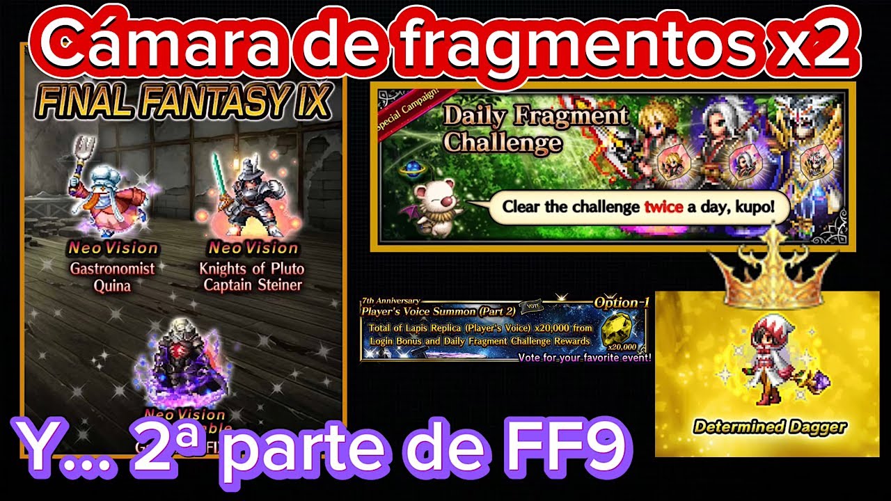 [FFBE] - En vivo 🔴 - ¡¡CÁMARA DE FRAGMENTOS X2!! Ah!... y 2ª parte de FF9 - YouTube