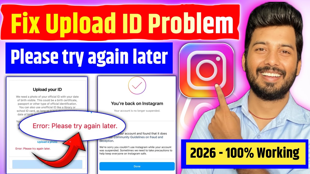 Instagram Upload Your ID Problem Solved 2026 | Please Try Again Later ...