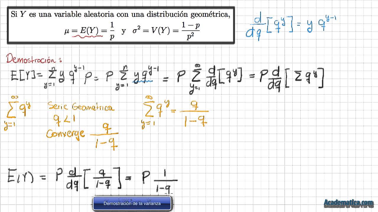 Video de la Distribucion Geométrica, esperanza y varianza. - YouTube