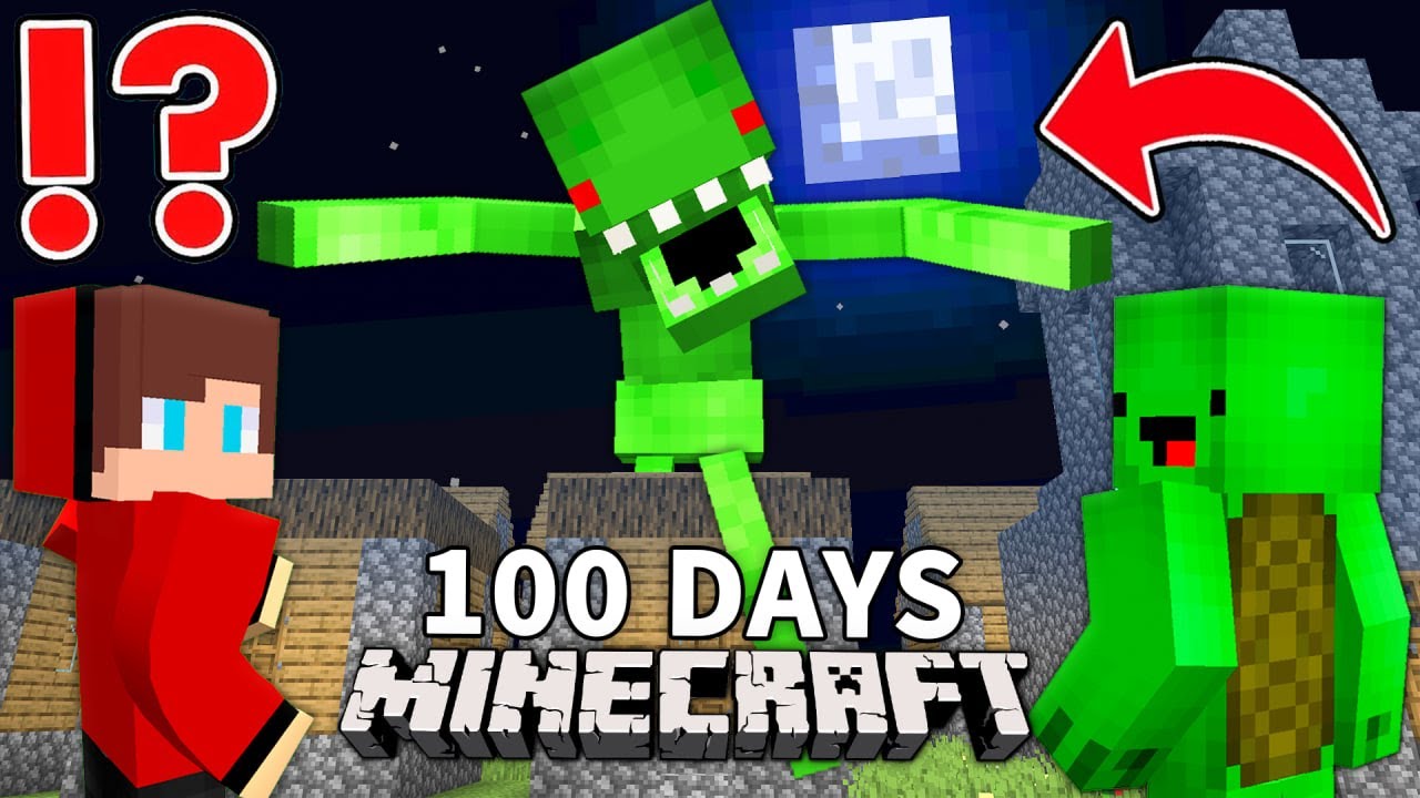 How JJ and Mikey Survive 100 Days Of Attack on GIANT MONSTER MIKEY ? in Minecraft Challenge ...