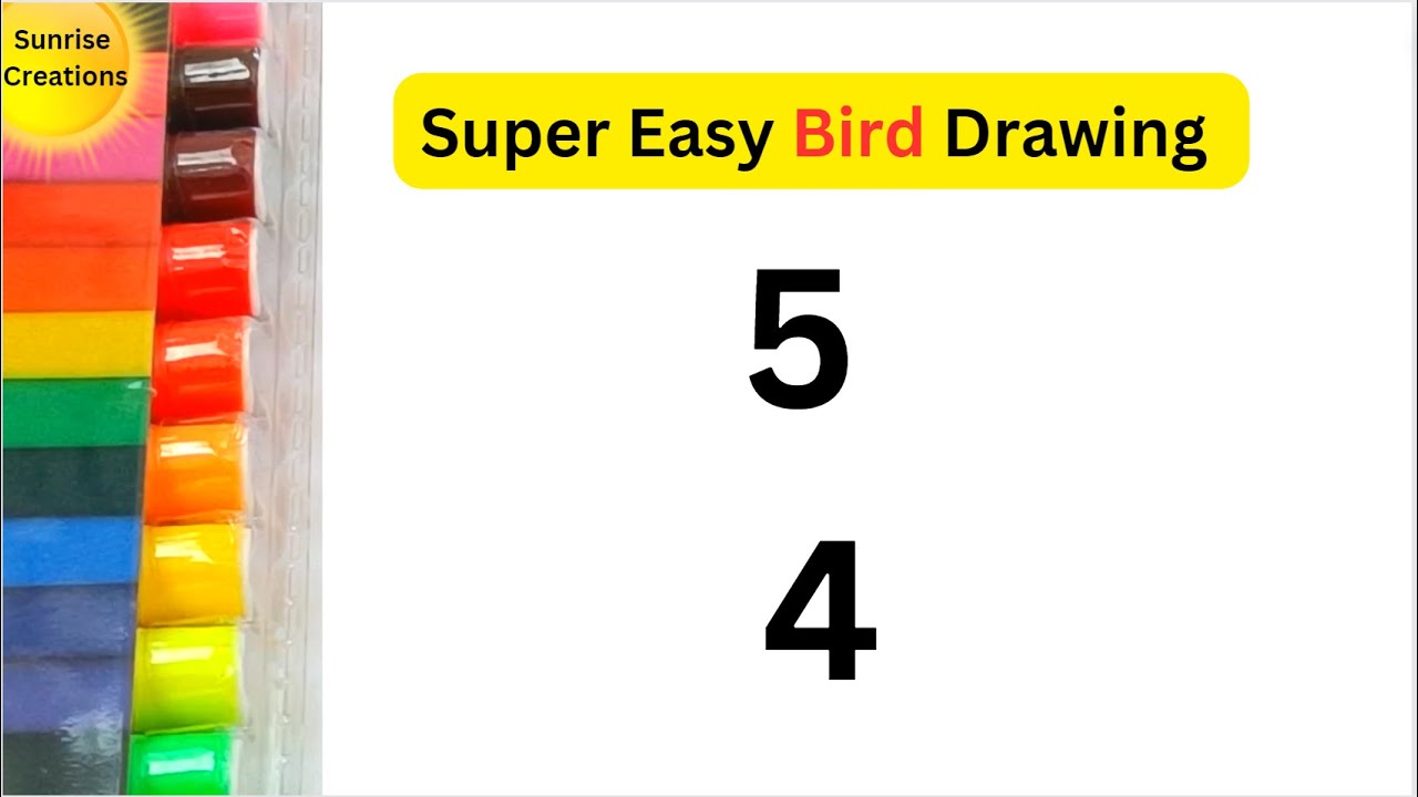 How to Draw Easy Bird Drawing from number 54 | Beginners Easy Step by ...