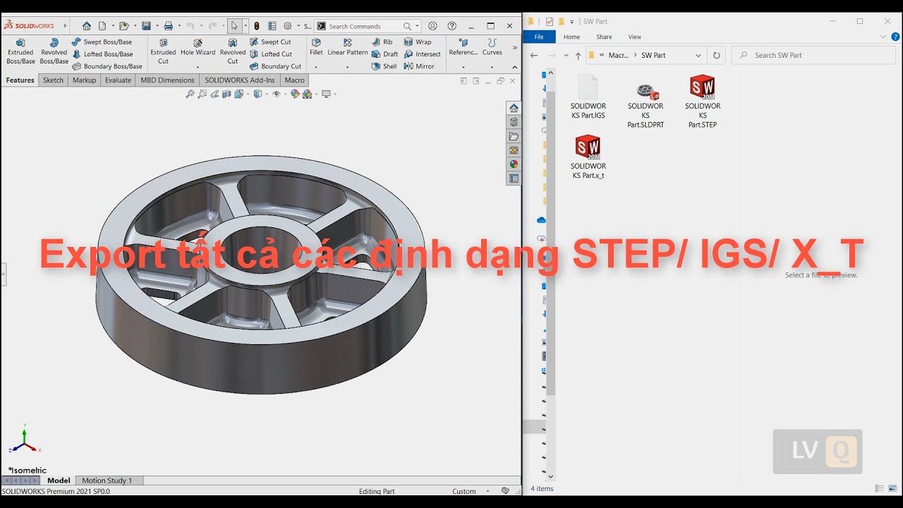 SOLIDWORKS Automatically Export the STP / IGS / X_T format files - YouTube