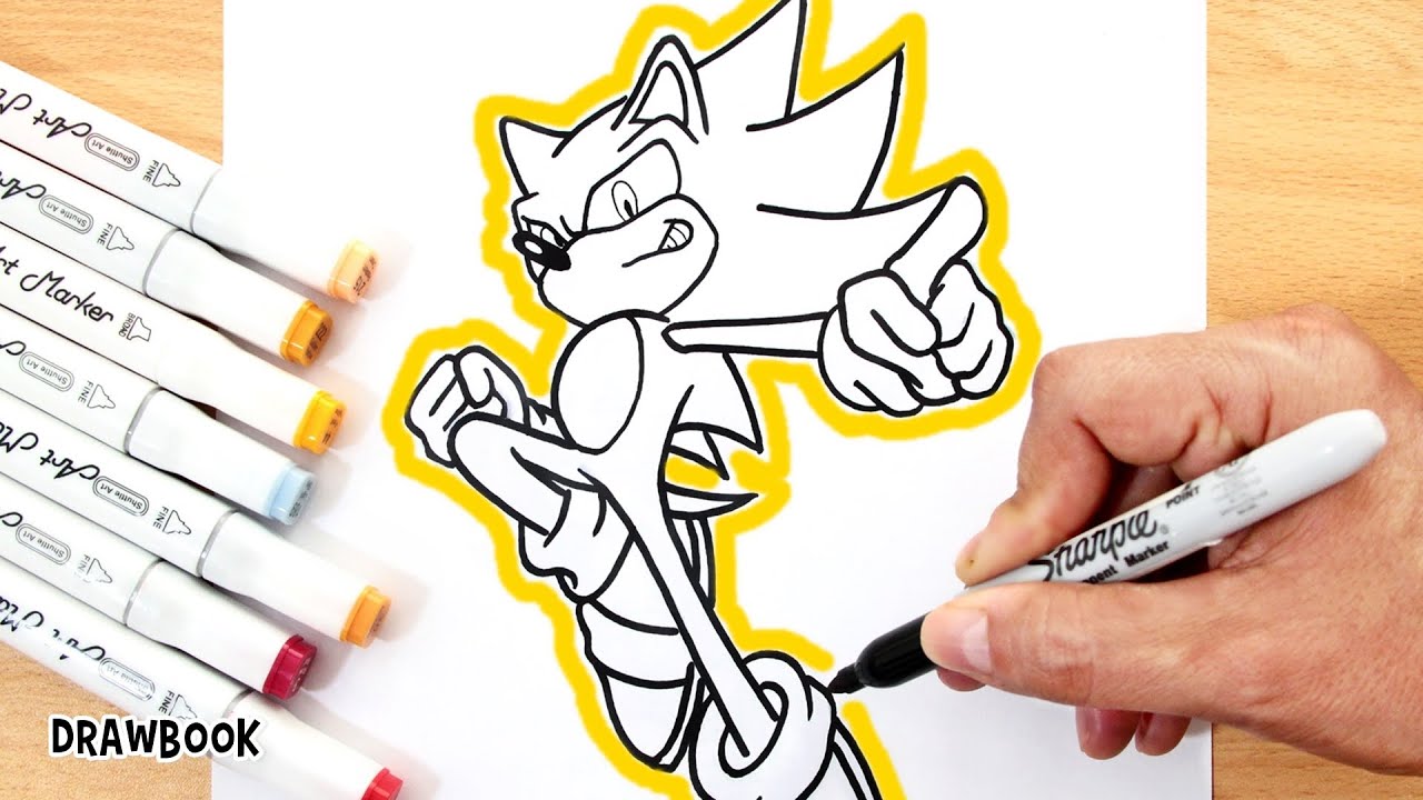 How to Draw and Color SUPER SONIC | Epic Marker Art with Electric Aura ...