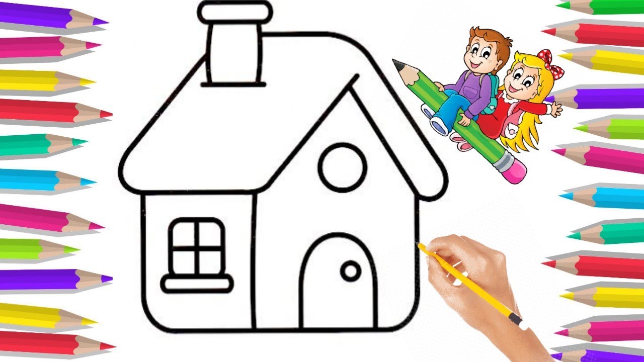 House Drawing And Penting and colours For Kids |How to draw house 🏠# ...