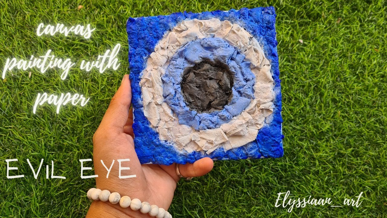 | EVIL EYE CANVAS PAINTING WITH PAPER | CANVAS PAINTING | EVIL EYE ART ...