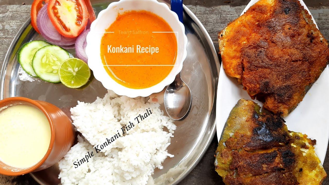 Simple Konkani Fish Thali | Paplet/ Pomfret Fry | Kandya/ Onion Tamboli ...