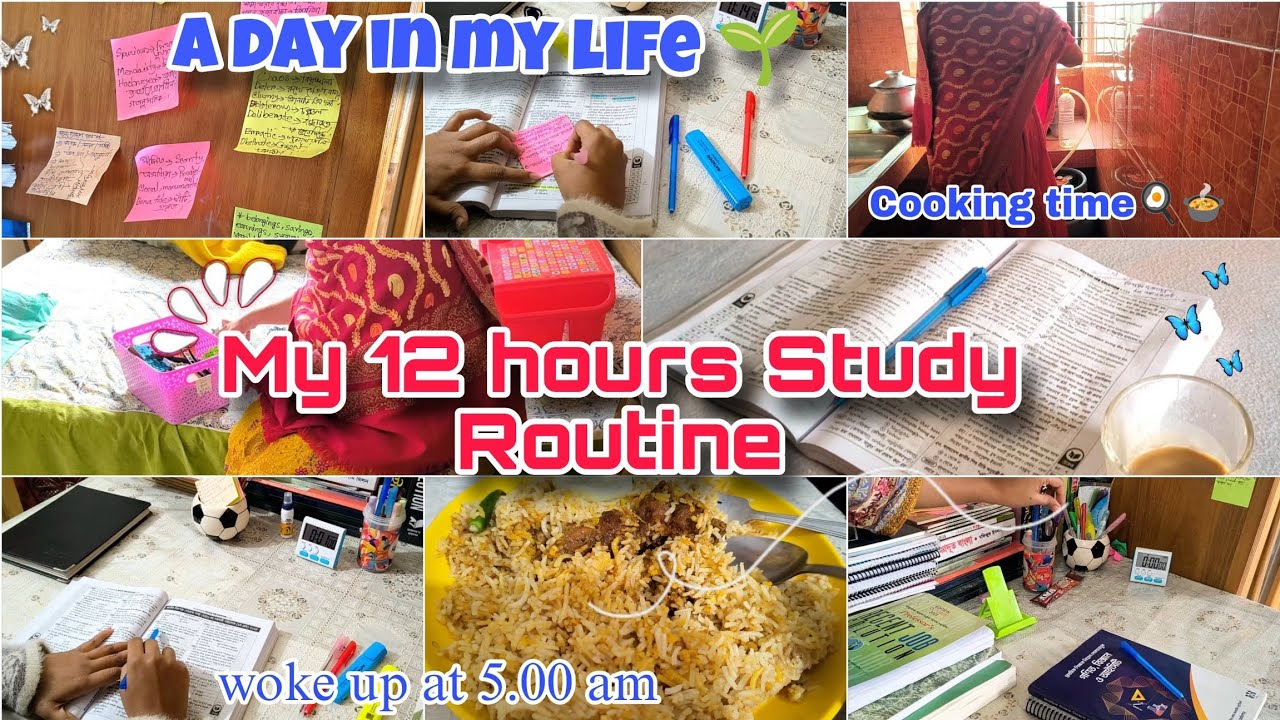 12 Hours Study Routine | Productive Day Study Vlog | Full Focus ...