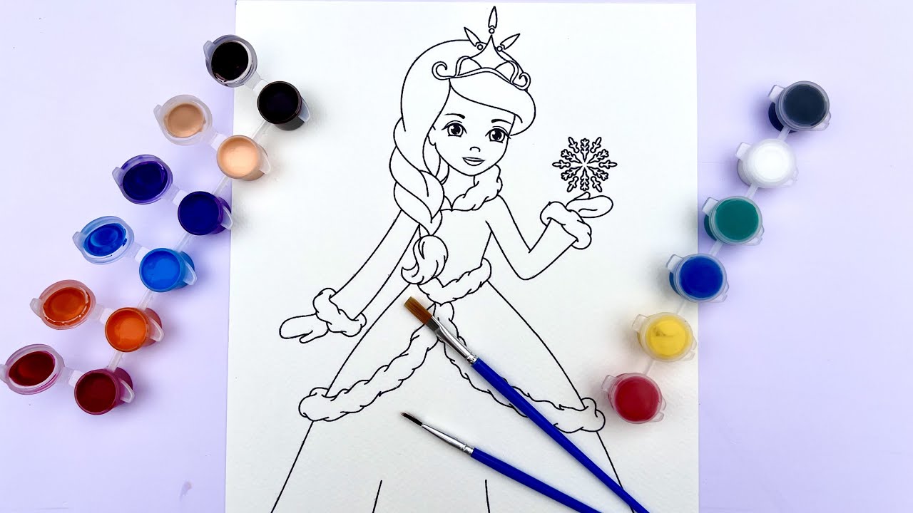 How to paint Snow Princess 👗 - Acrylic Painting Art 🍀1 - YouTube