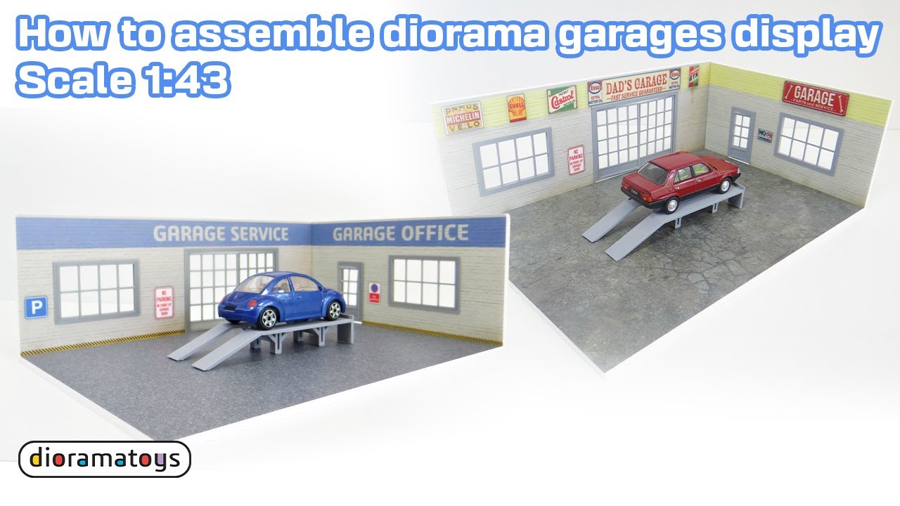 How to assemble diorama garages Scale 1:43 Model cars display Diorama ...