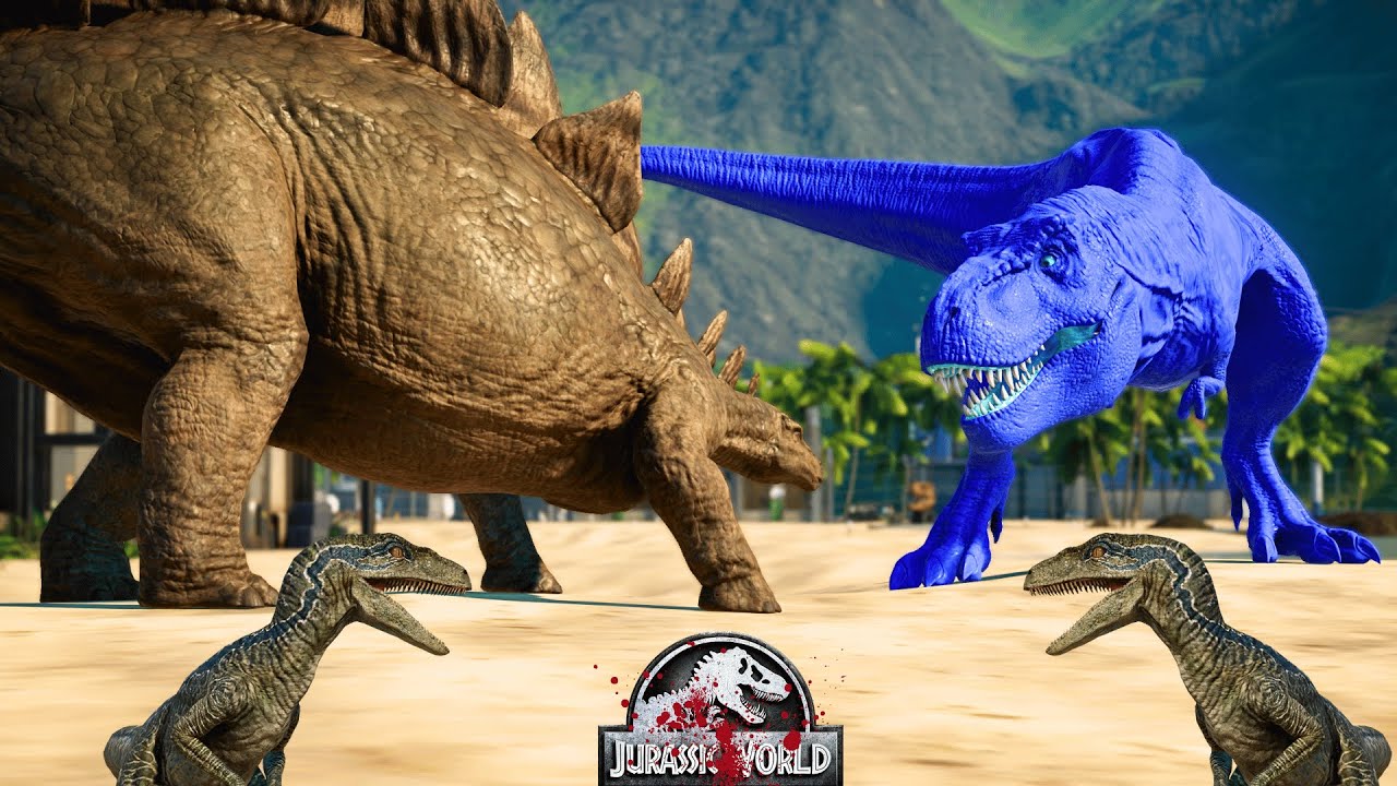 Blue T-Rex vs Stegosaurus, Blue, Spinosaurus Epic Dinosaurs Fight ...
